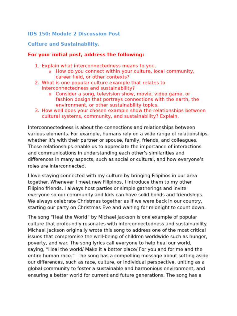 IDS-150 Module 2 Discussion Post | PDF