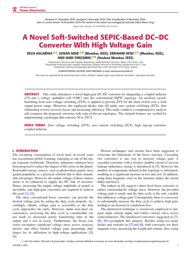 A Novel Soft-Switched SEPIC-Based DCDC Converter With High Voltage Gain | PDF | Electronic ...