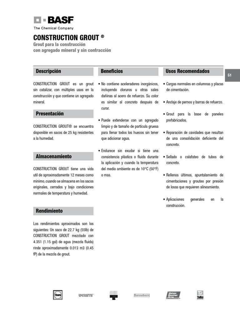 Construction Grout | PDF | Hormigón | Materiales