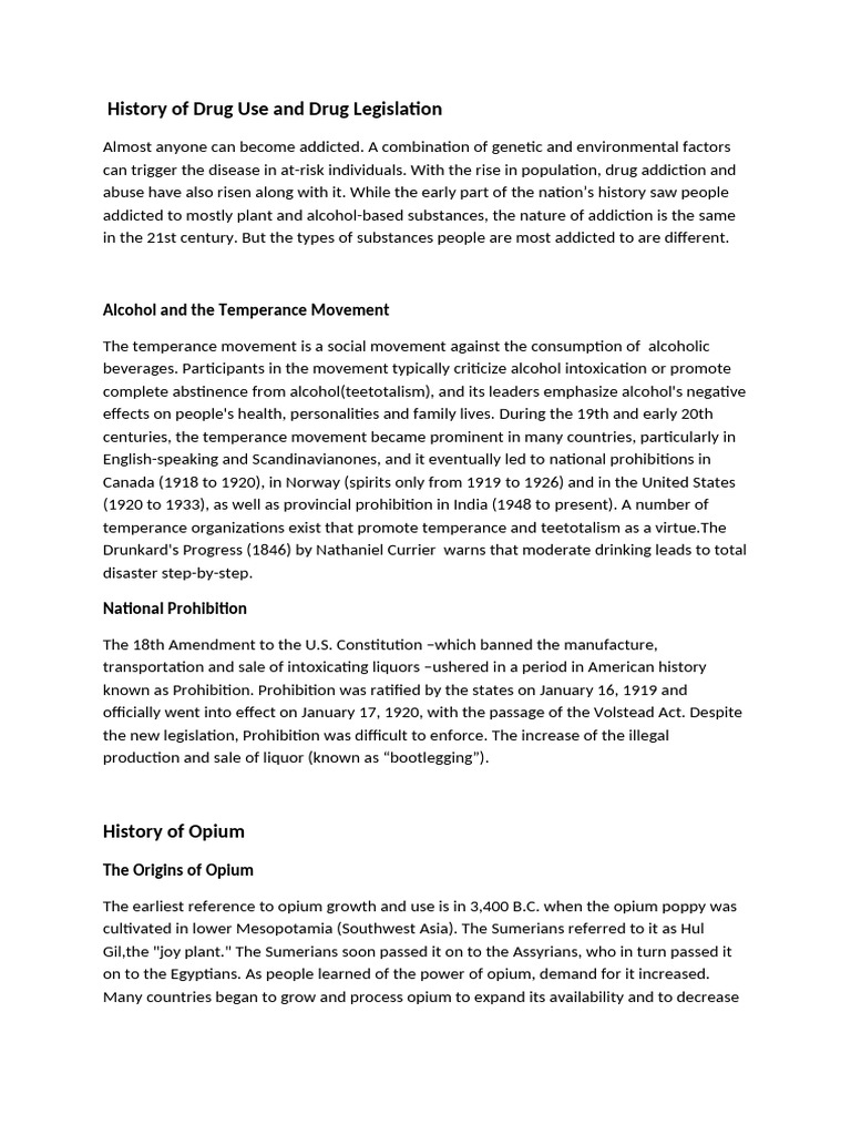 Drug Use and Legislation History | PDF | Opium | Controlled Substances Act