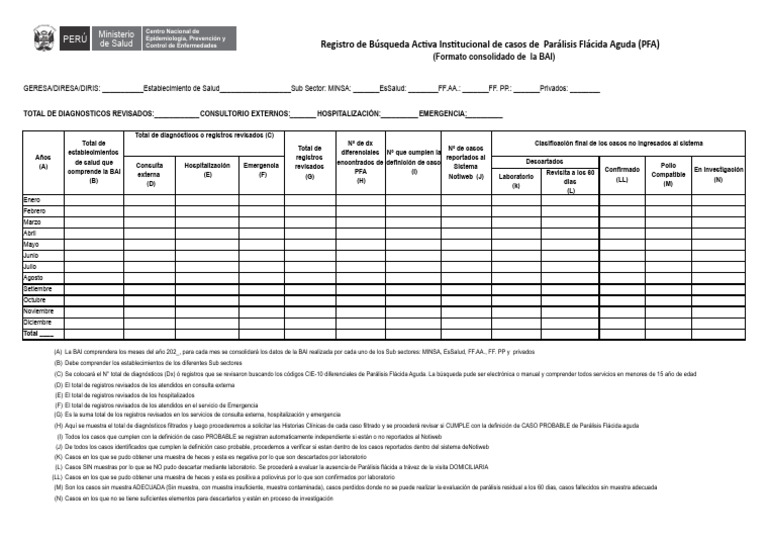 Registro de Parálisis Flácida Aguda | PDF | Laboratorios | Medicina