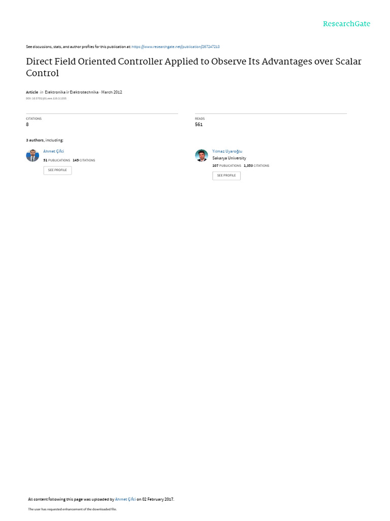 Direct Field Oriented Controller Applied To Observ | PDF | Electrical ...
