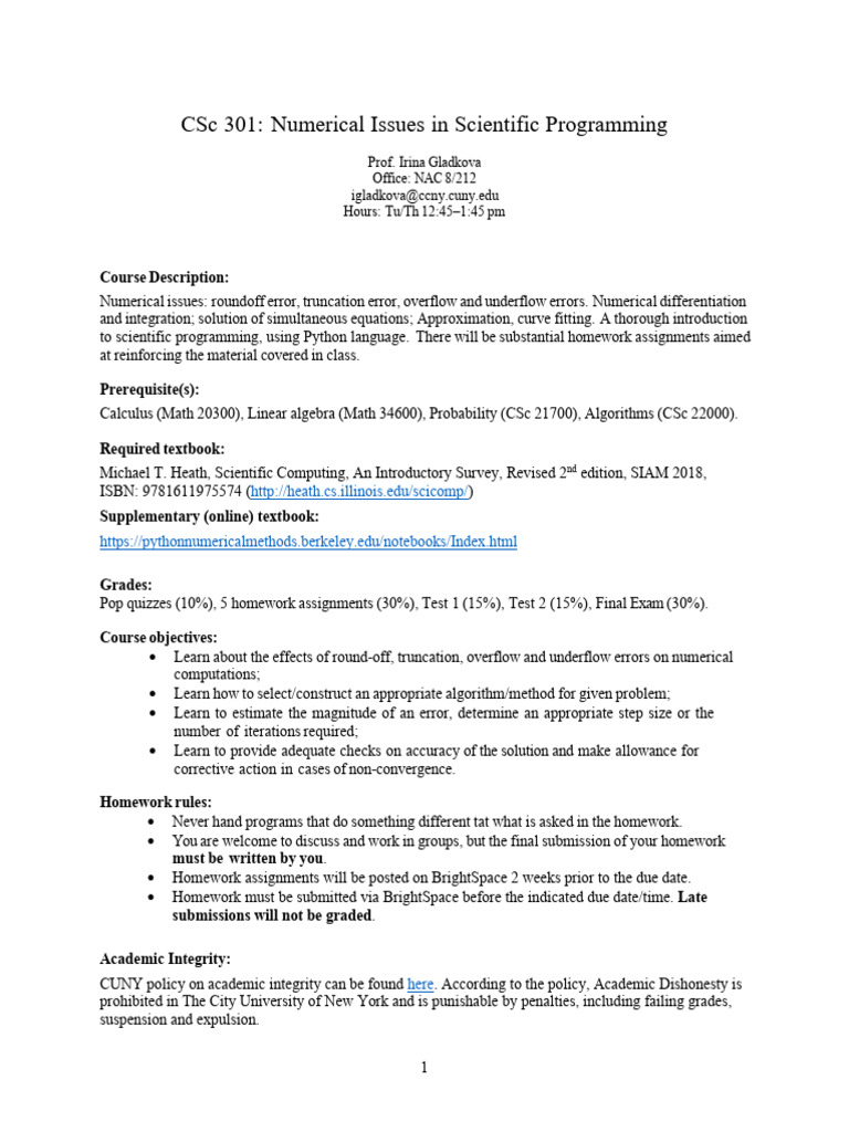 Syllabus Spring 2025 Prof Irina | PDF | Numerical Analysis | Equations