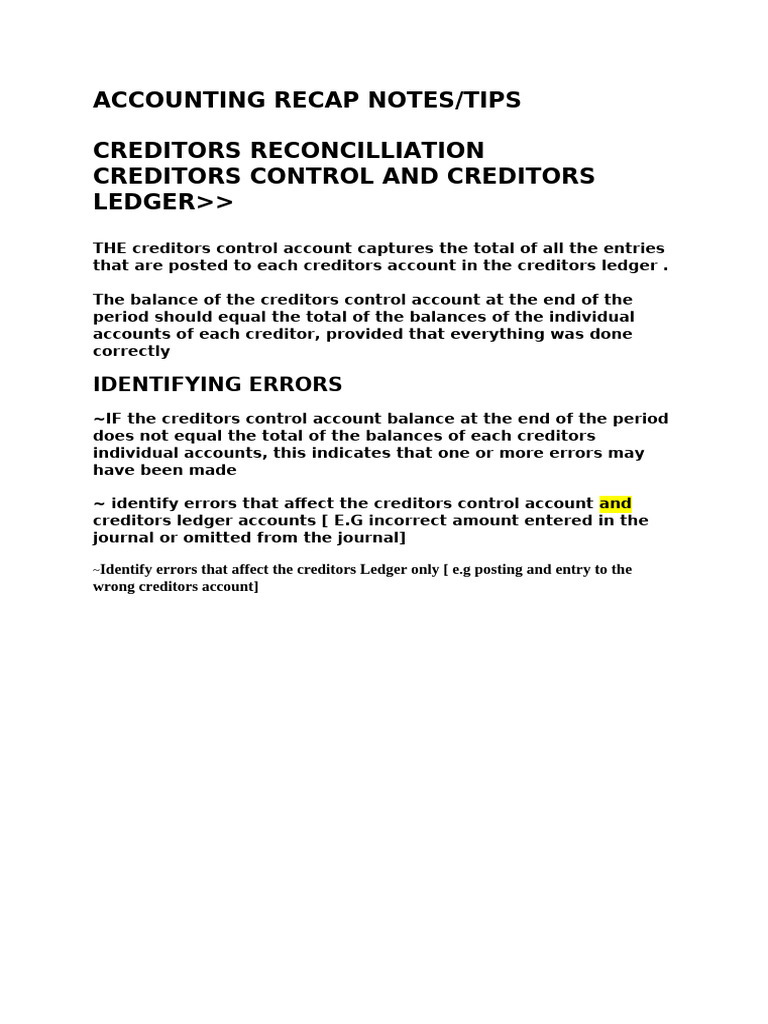 Creditor Reconciliation Guide | PDF | Economies | Money