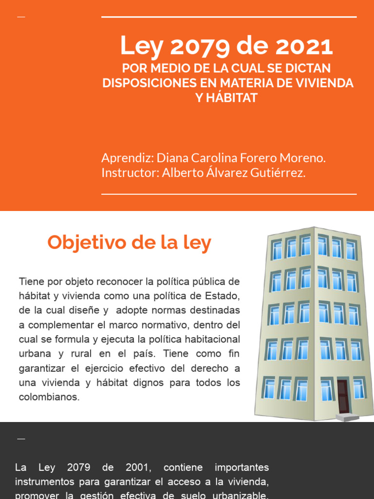 Ley 2079 de 2021: Vivienda Digna en Colombia | PDF | Barrio residencial ...