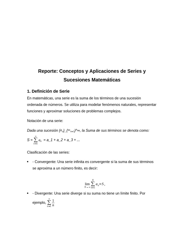 Aplicaciones de Series y Sucesiones Matemáticas | PDF | Secuencia ...