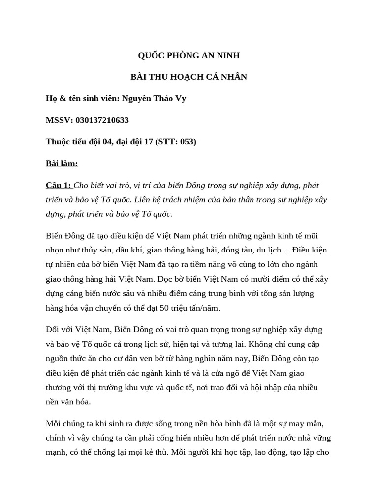 Bài Thu Ho CH Cá Nhân Qpan | PDF