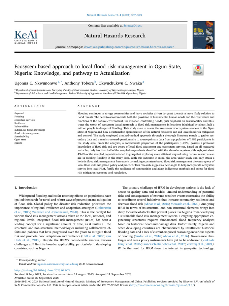 Ecosystem Based Approach To Local Flood Risk Management | PDF ...