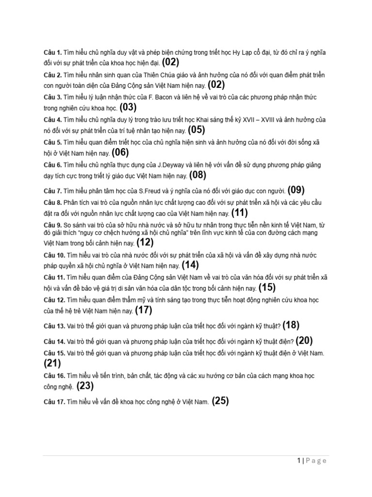 De Cuong Triet Hoc 1 | PDF