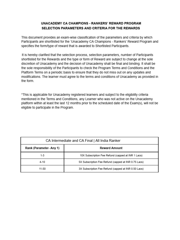 UNACADEMY CA CHAMPIONS - RANKERS' REWARD PROGRAM CA INTERMEDIATE AND CA ...
