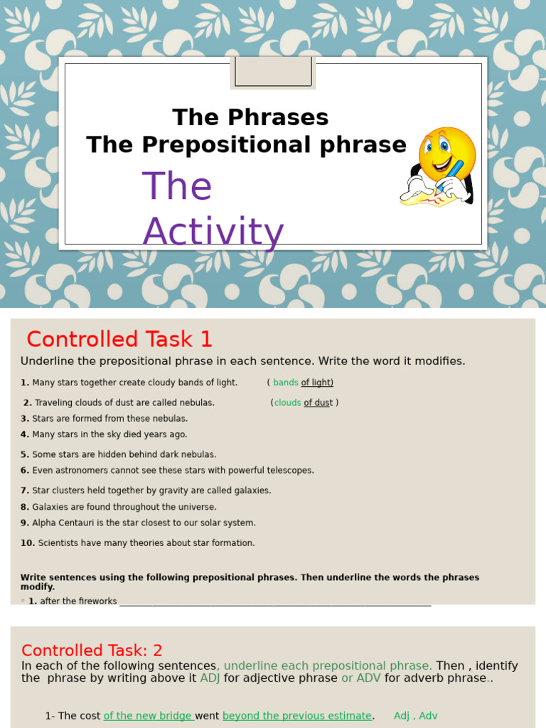 Prepositional Phrase - Activity - New | PDF
