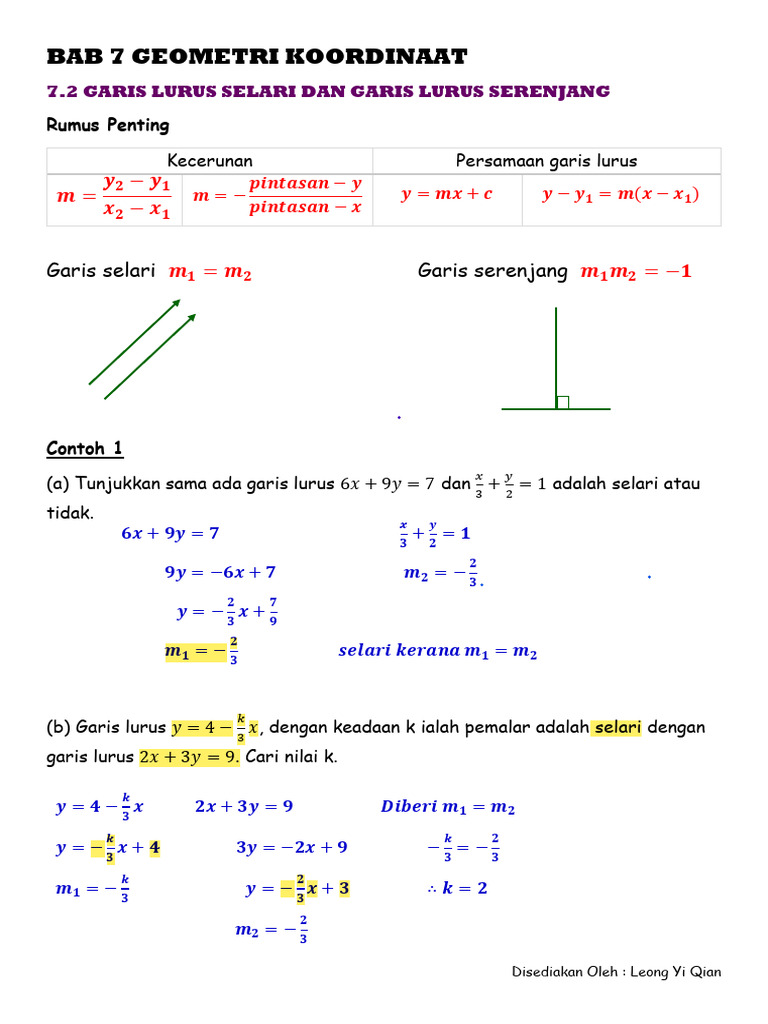 7.2 Garis Lurus Selari dan Garis Lurus Serenjang 7.3 Luas Poligon | PDF