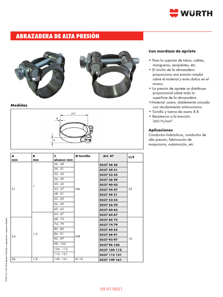 Abrazadera de Alta Presión - Acero | PDF