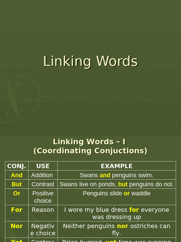 Understanding Linking Words and Conjunctions | PDF | Syntactic Relationships | Linguistic Morphology
