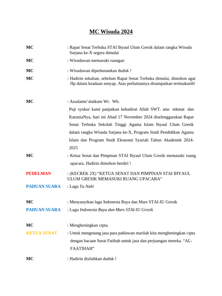 MC Wisuda 2024 | PDF