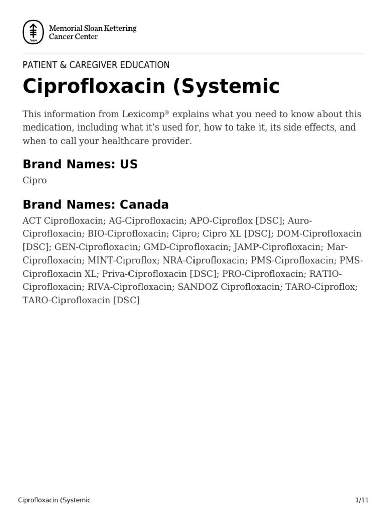 Ciprofloxacin Systemic | PDF | Medical Diagnosis | Diarrhea