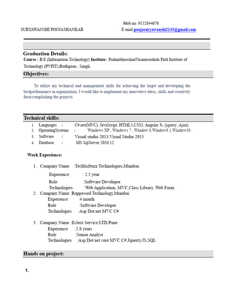 Naukri PoojaShankarSuryawanshi (5y 8m) | PDF | Computing | Information Technology