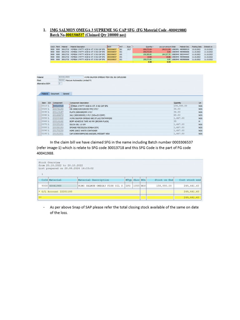 Claim Bill Details for Omega-3 Products | PDF
