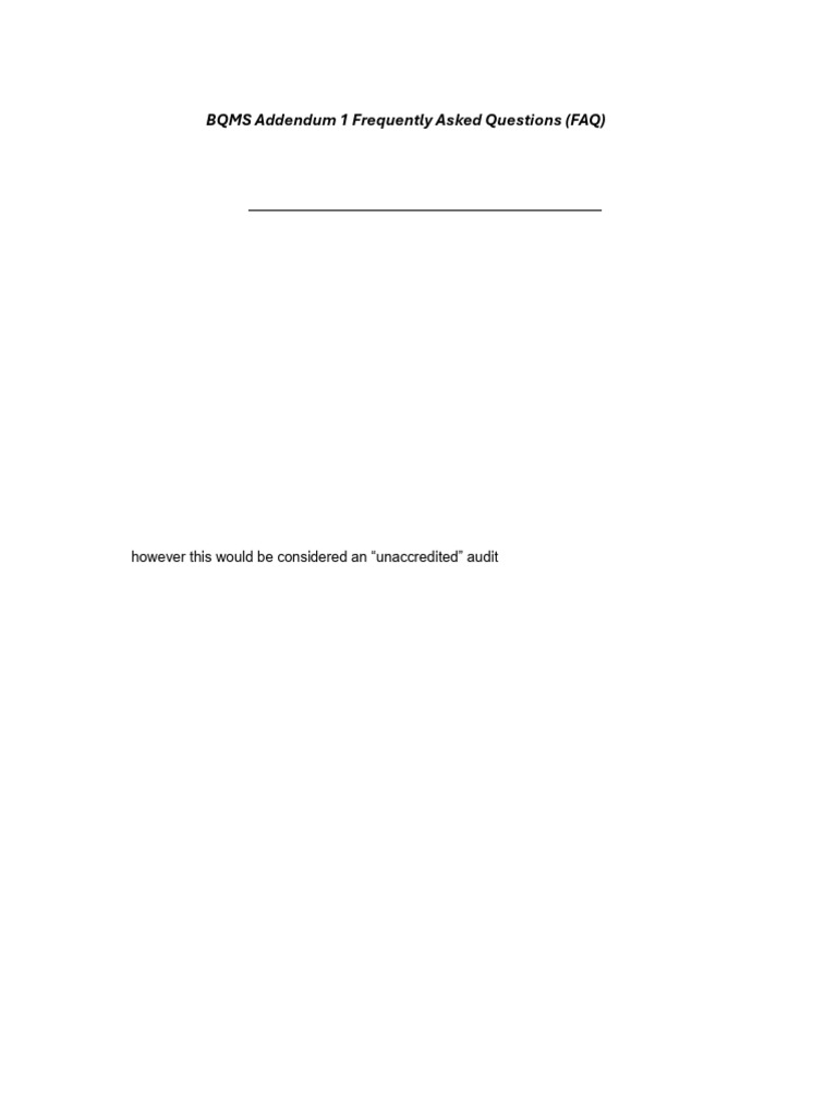 Bqms Addendum 1 Frequently Asked Questions 1024 | PDF | Audit | Business