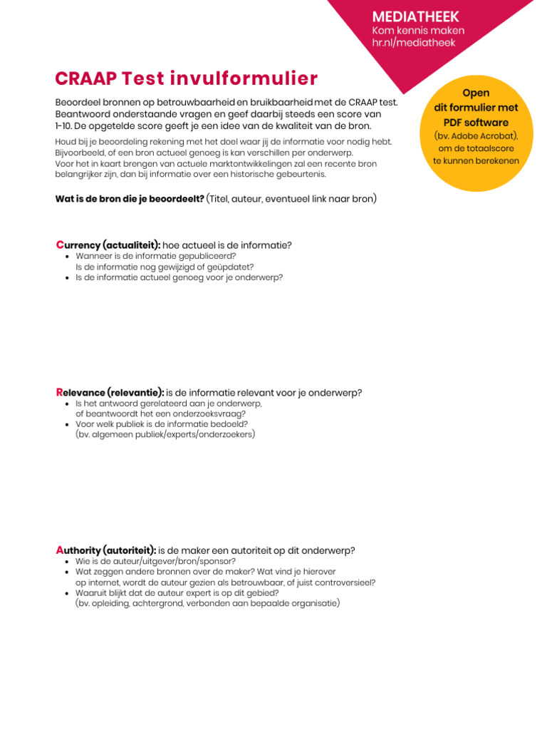 Craap Scoreformulier NL | PDF