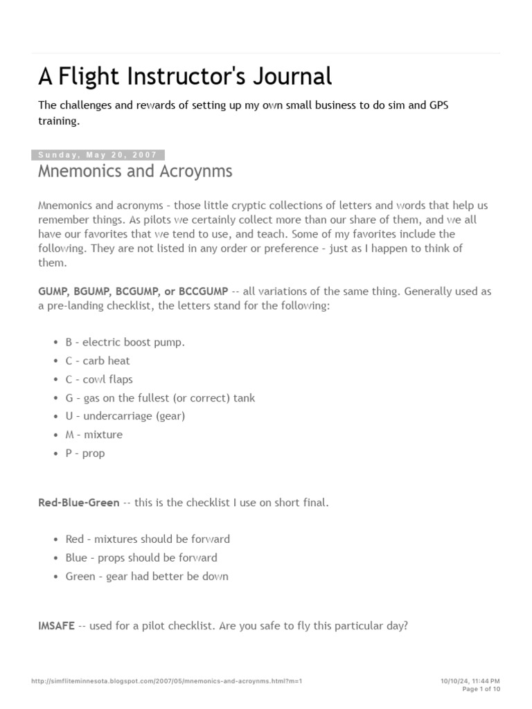 Acronyms A Flight Instructor’s Journal | PDF | Aviation | Aerospace