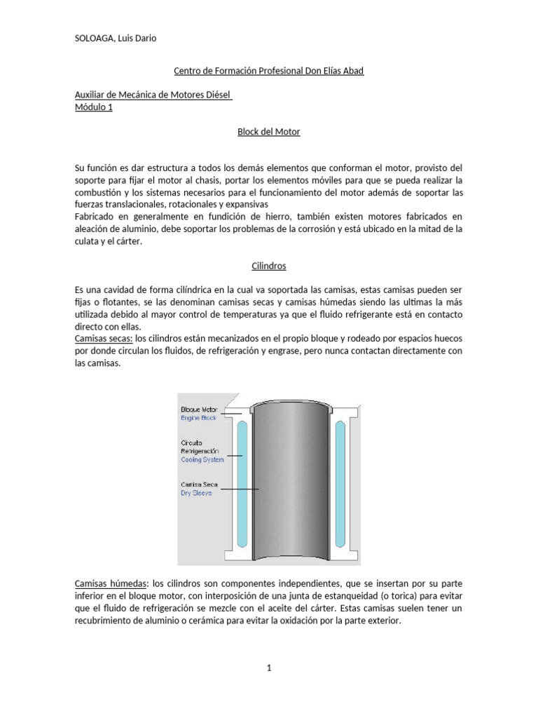Componentes del Motor Diésel Explicados | PDF | Pistón | Partes de vehículo