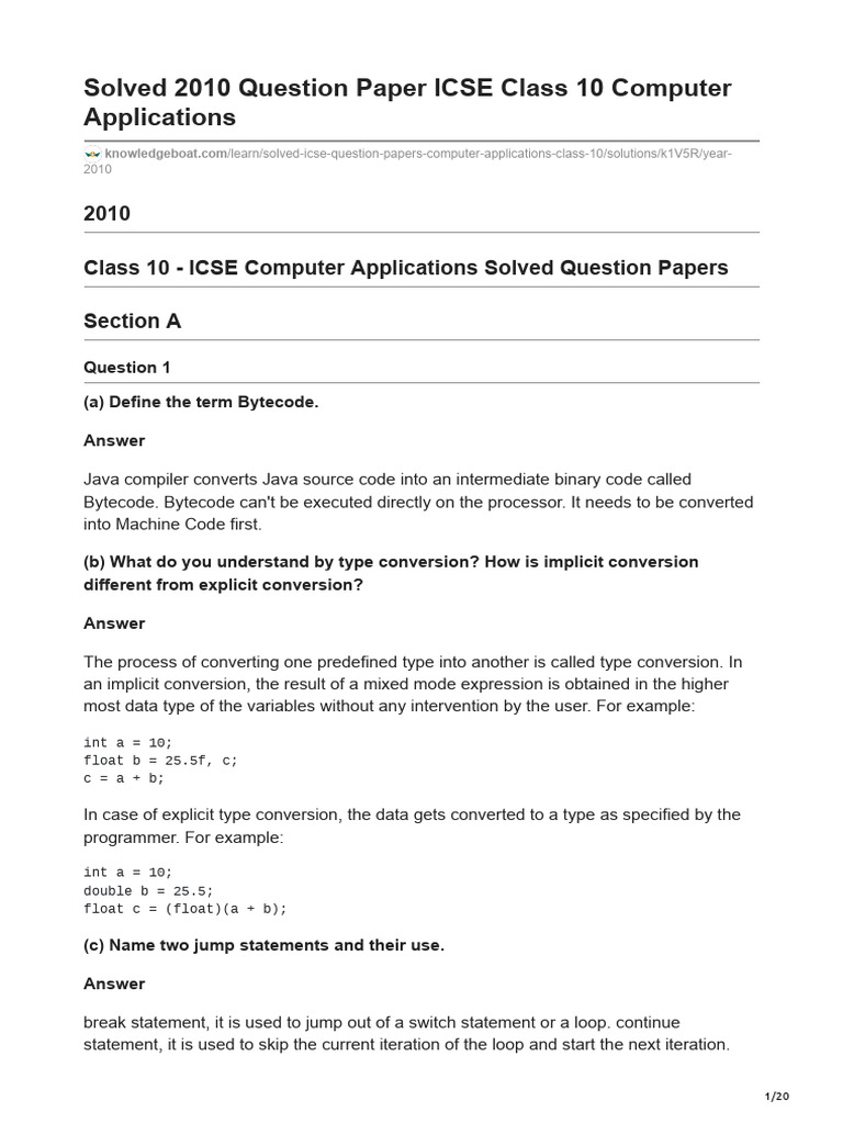 Solved CompSci QP From 2010 2019 1735703705 | PDF | Control Flow ...