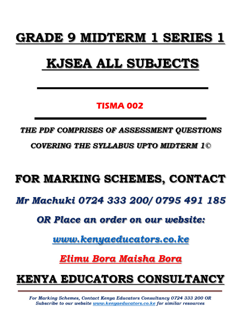 Grade 9 Kjsea Midterm 1 s1 Exams | PDF | Rhythm