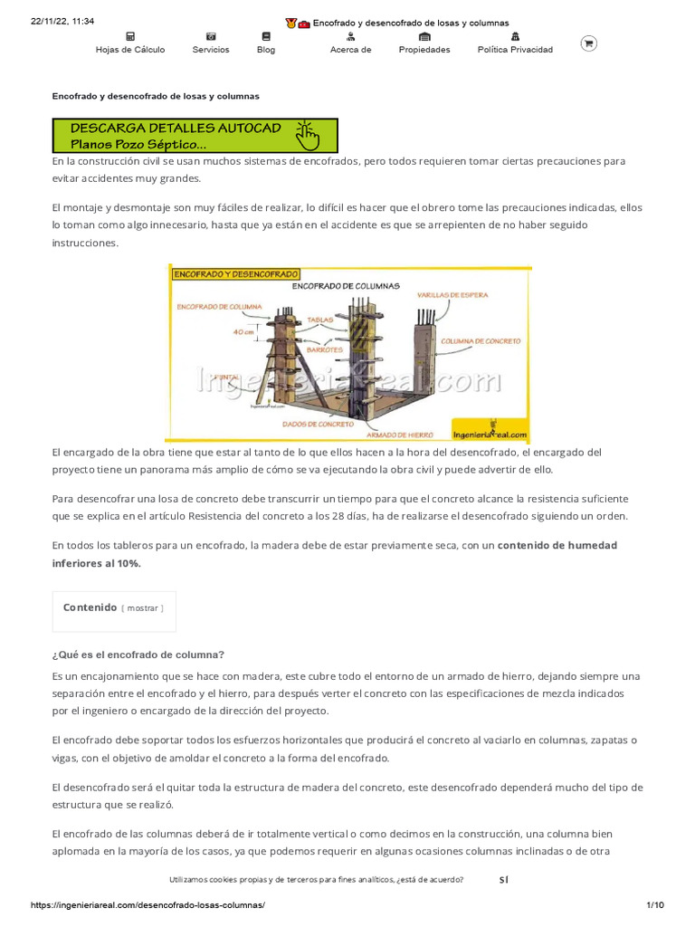 ?? Encofrado y Desencofrado de Losas y Columnas | PDF | Hormigón | Columna