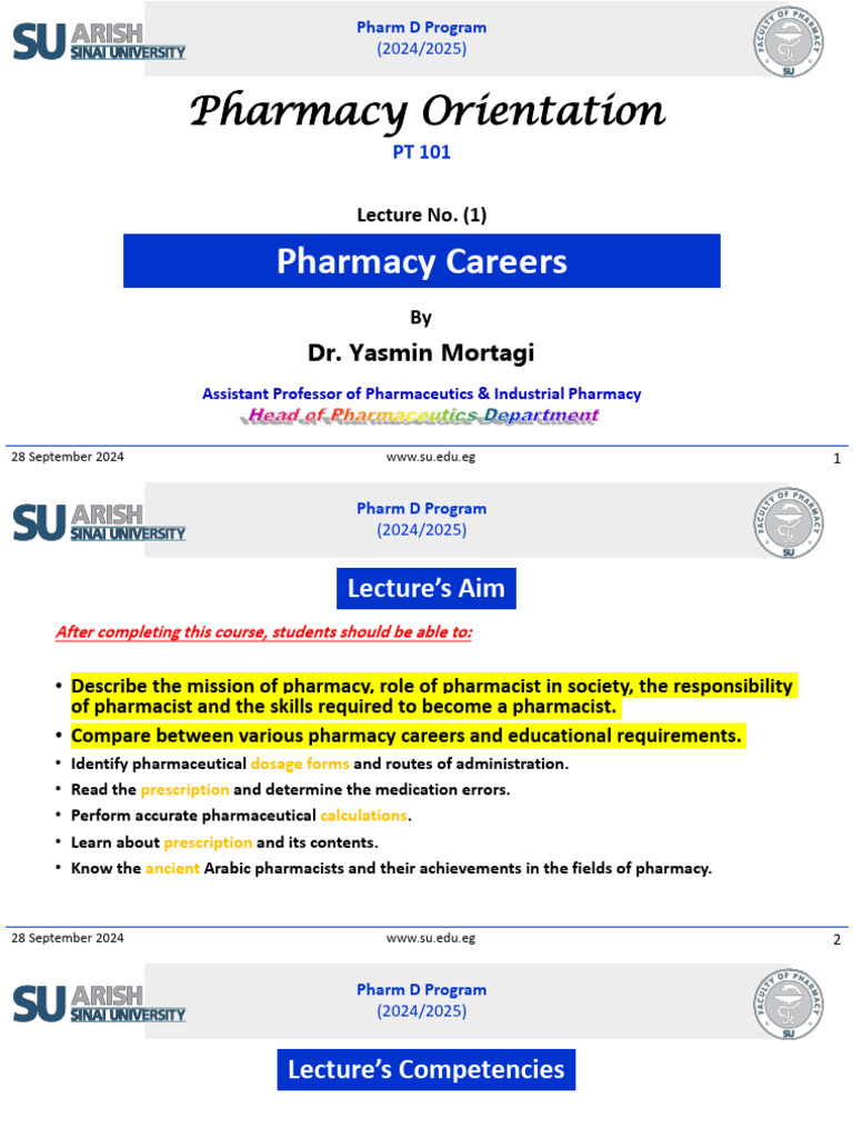 New Lec 1 Orientation Fall 2024 | PDF | Pharmacy | Pharmacist