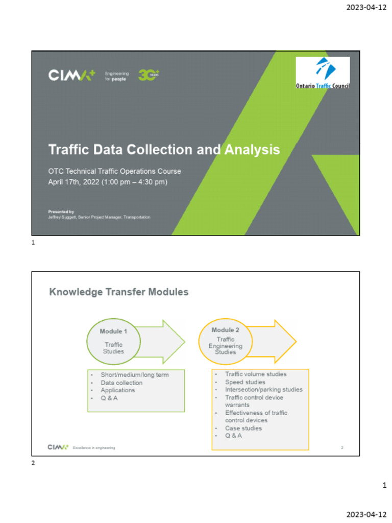 OTC Traffic Data Collection Analysis April172023 Handout | PDF ...