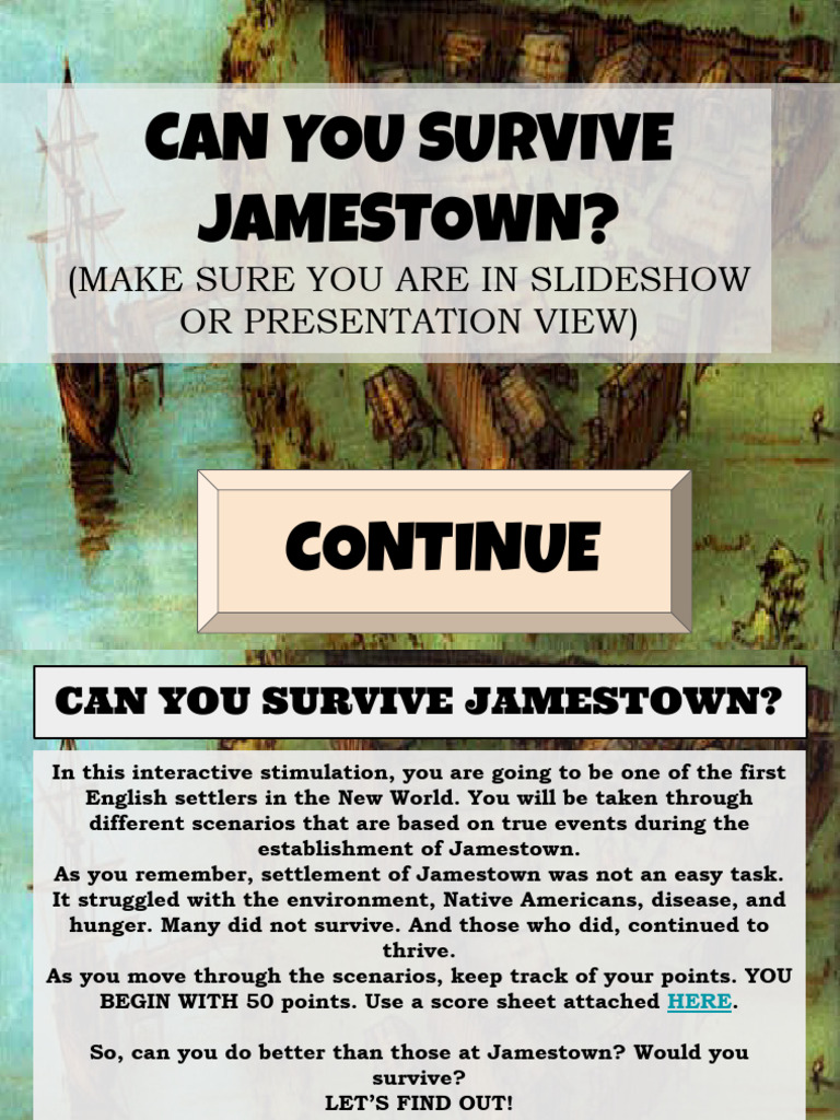 Can You Survive Jamestown | PDF