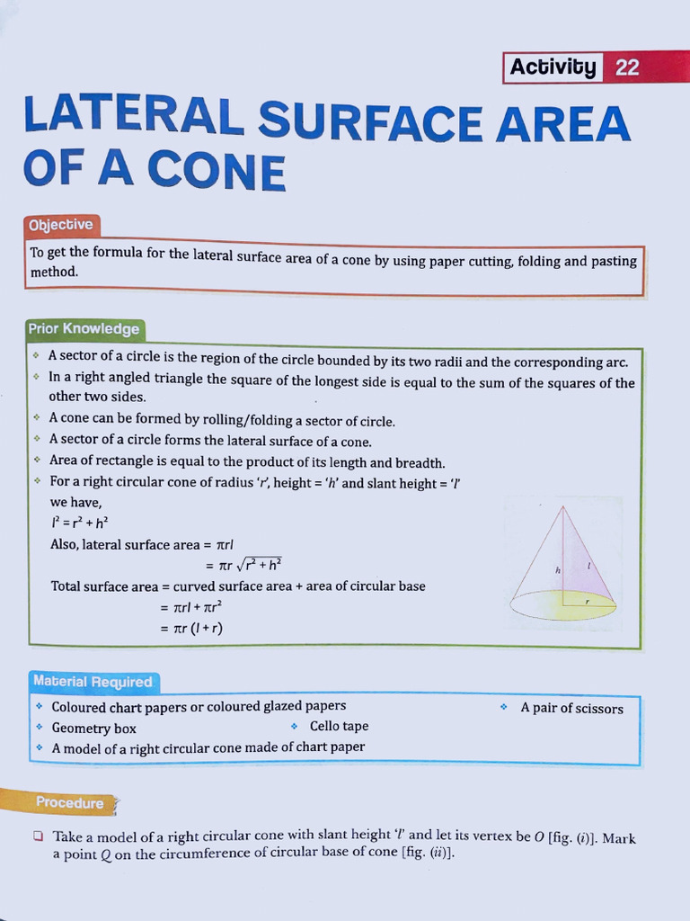 Lateral Surface Area of a Cone Explained | PDF | Area | Circle