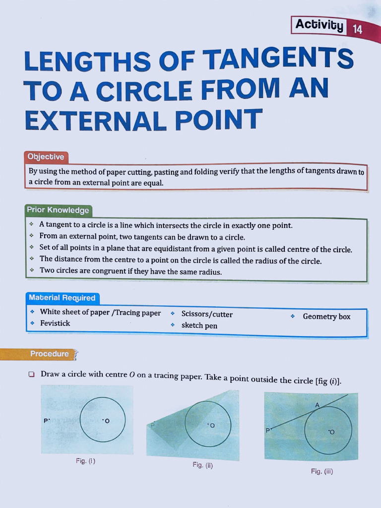 Equal Tangent Lengths from External Points | PDF | Circle | Euclidean ...