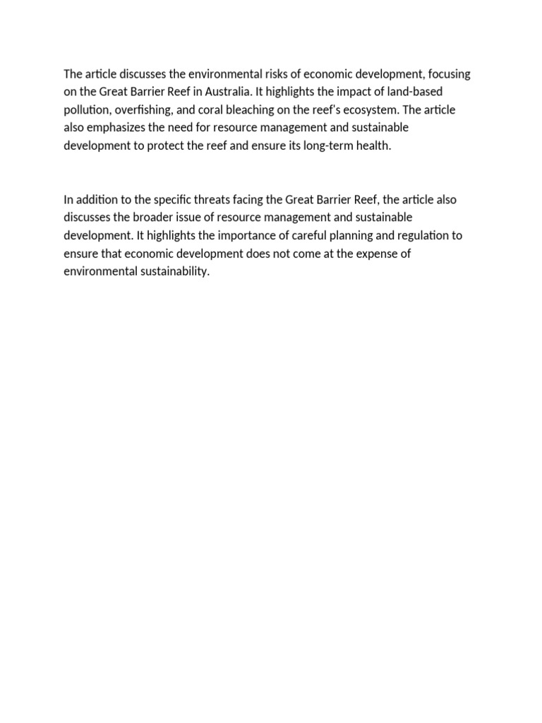 The Article Discusses the Environmental Risks of Economic Development | PDF