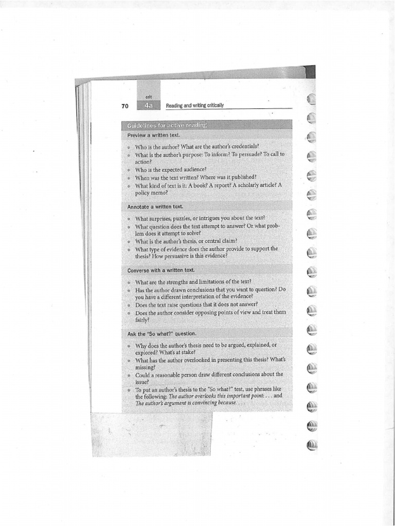 Active Reading Checklist | PDF