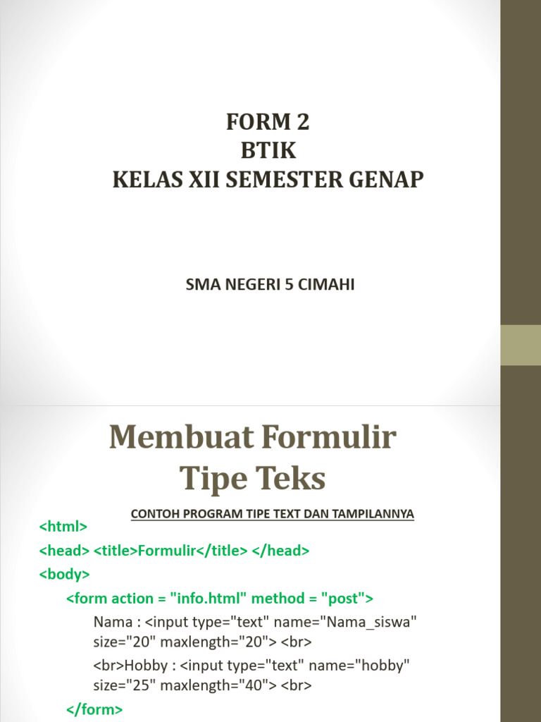 Praktik Formulir (Form) HTML | PDF