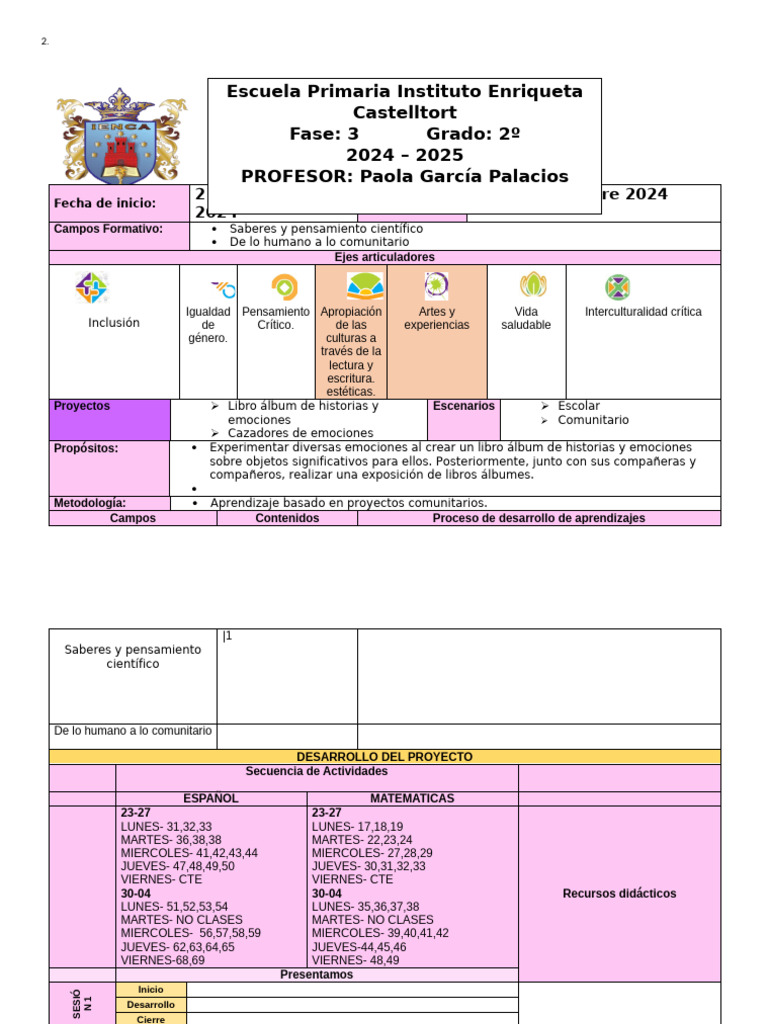 Planeacion 2101noviembre Seg | PDF | Cognición | Aprendizaje