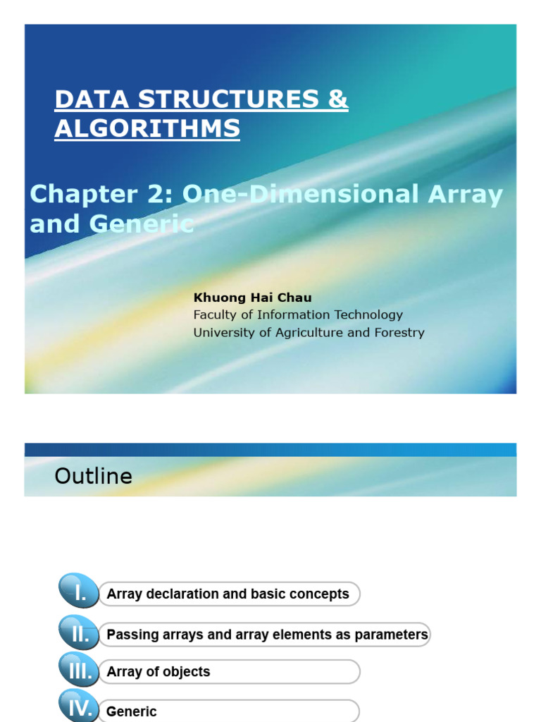 Chuong 2 - One-Dimensional Array and Generic | PDF | Parameter (Computer Programming) | Data ...
