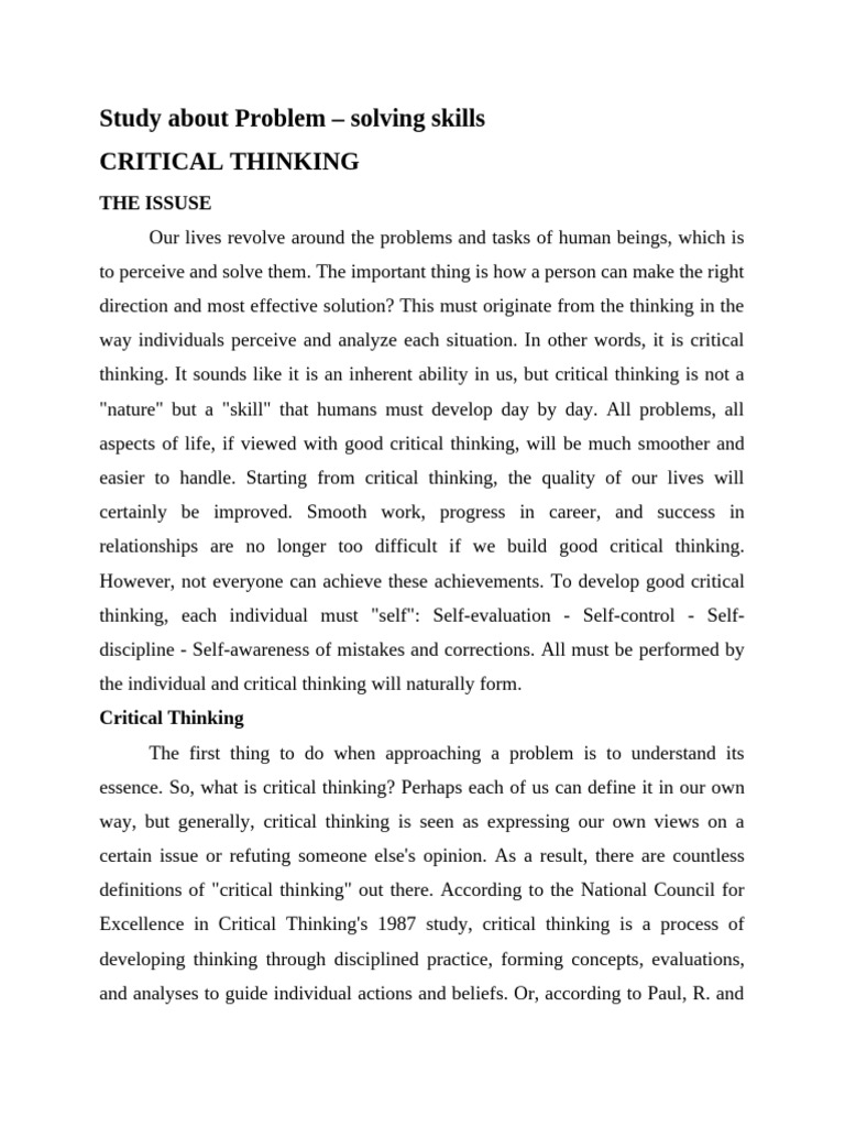 Developing Critical Thinking Skills | PDF | Thought | Critical Thinking