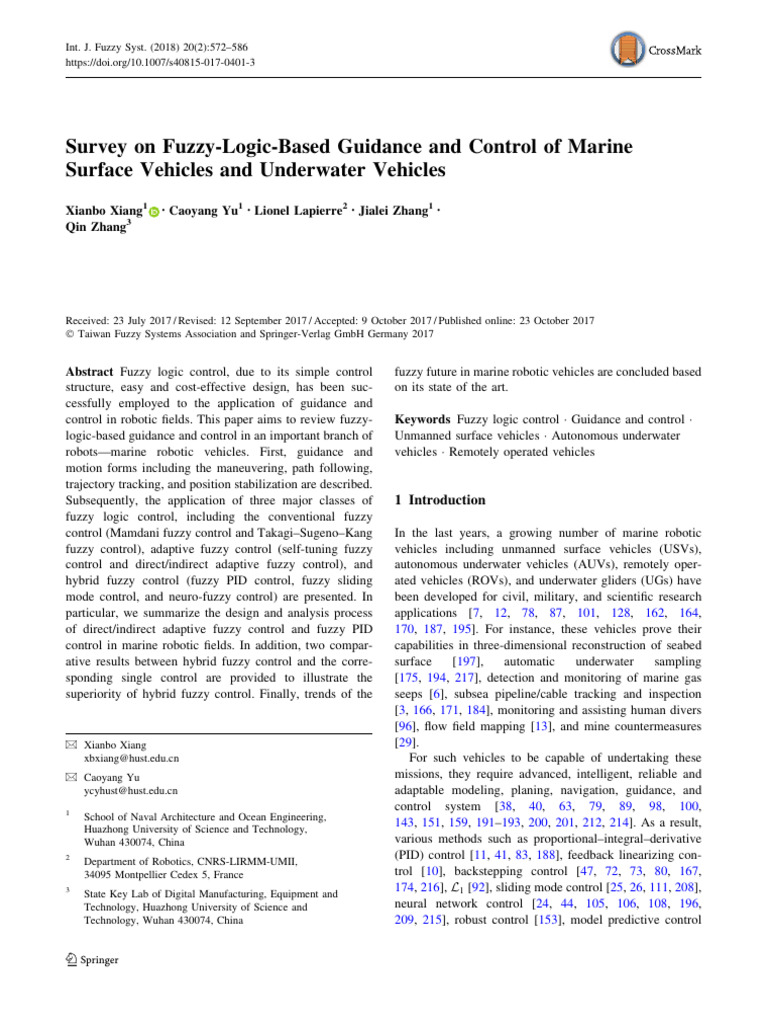 Survey On Fuzzy-Logic-Based Guidance and Control of Marine Surface Vehicles and Underwater ...