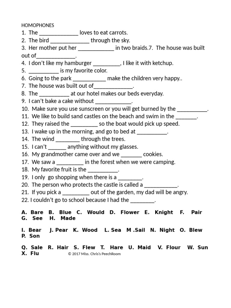 Esl - Homophones and Sentences 2 | PDF
