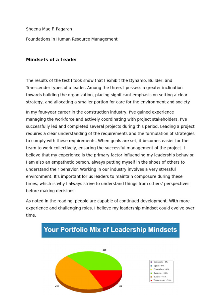 Mindsets of A Leader Reflection - Pagaran, Sheena | PDF