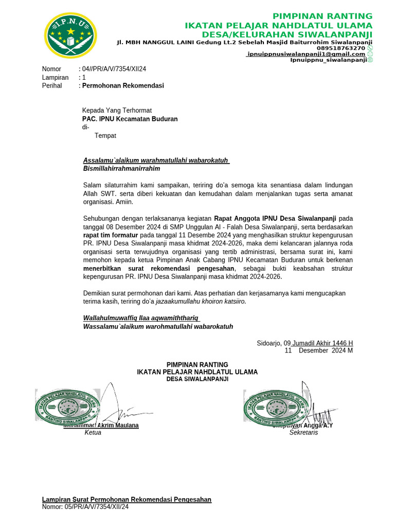 02. Surat Permohonan Rekomendasi ke PAC | PDF