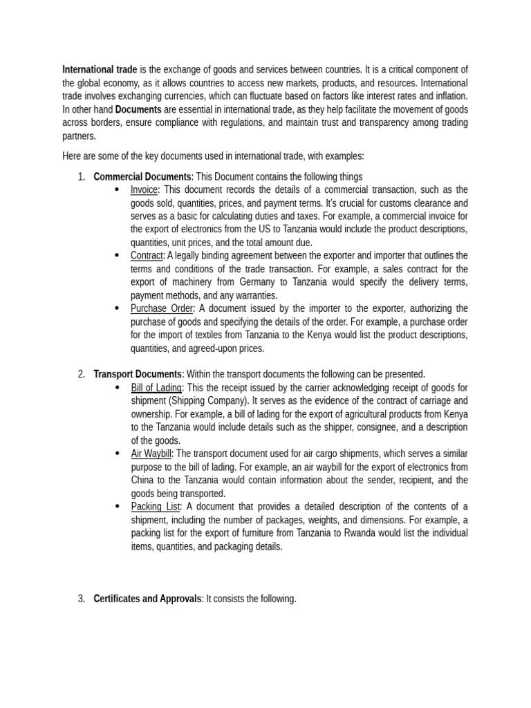 Key Documents in International Trade | PDF | Receipt | Bill Of Lading