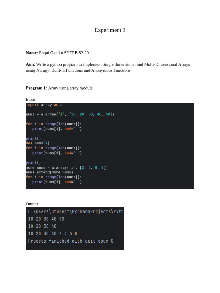 Python Arrays & Functions Tutorial | PDF