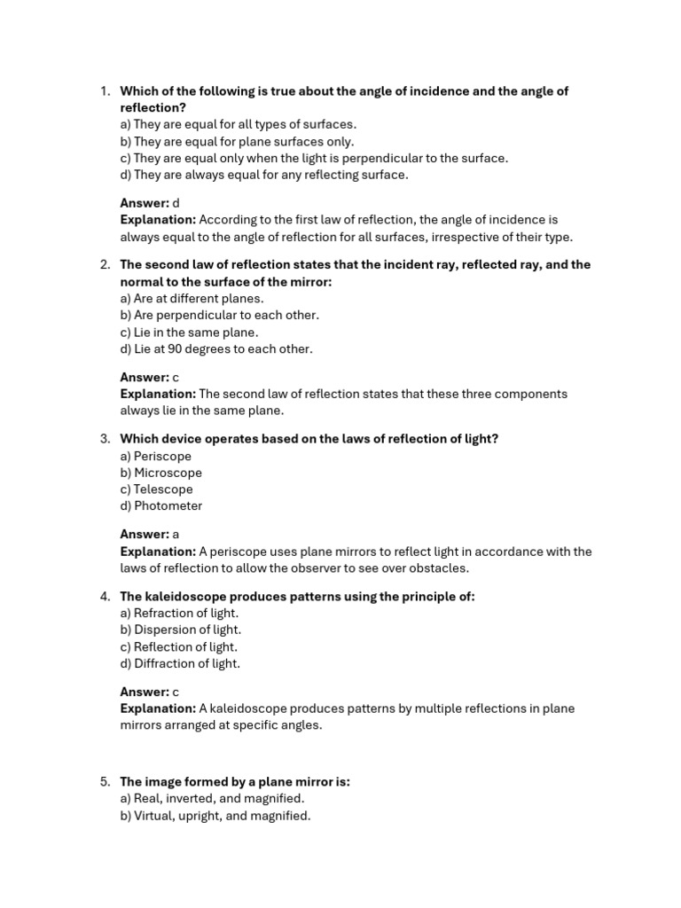 Reflection of Light at Plane and Curved Surfaces | PDF | Mirror ...