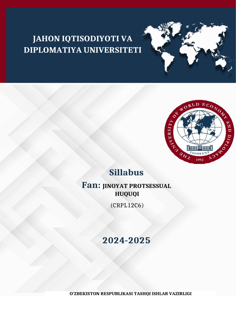 Jahon Iqtisodiyoti Va Diplomatiya Universiteti: Sillabus Fan | PDF