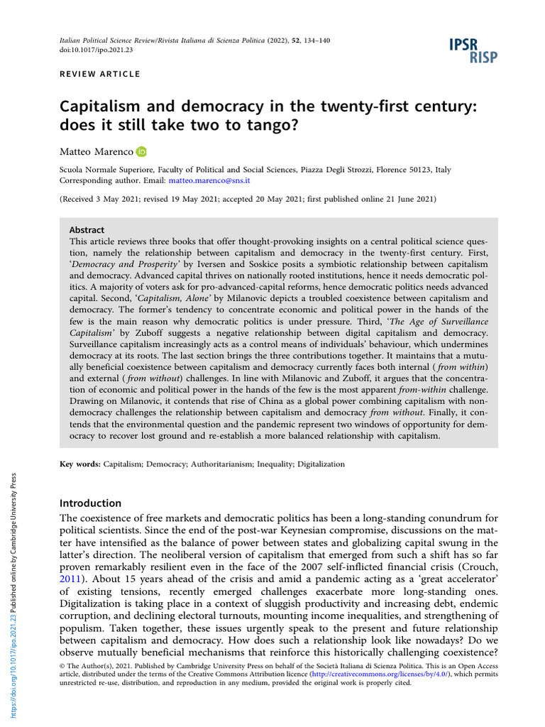 Capitalism and Democracy: A 21st Century Review | PDF | Capitalism ...