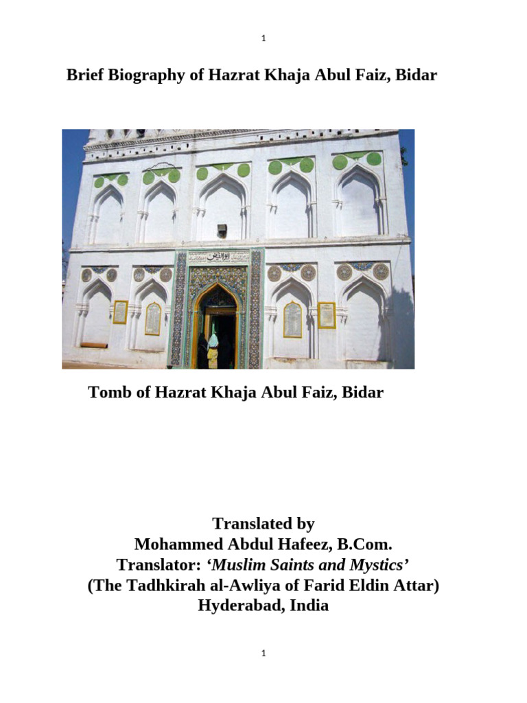 Biography of Hadrat Khaja Abul Faiz Bidar | PDF | Abrahamic Religions ...